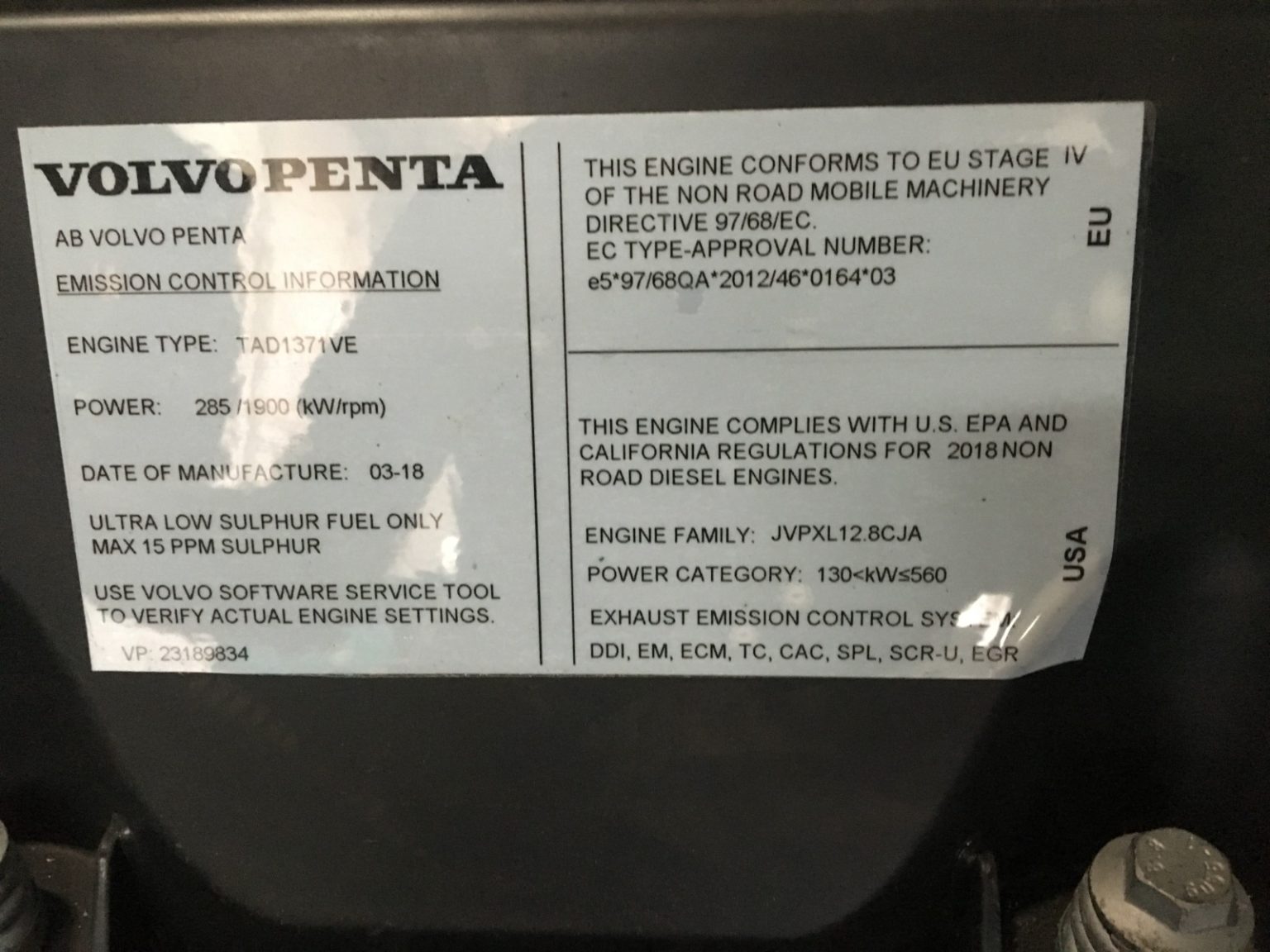 227kW Volvo Penta Diesel Generator | Tier 3 | Volvo Penta TAD754GE ...
